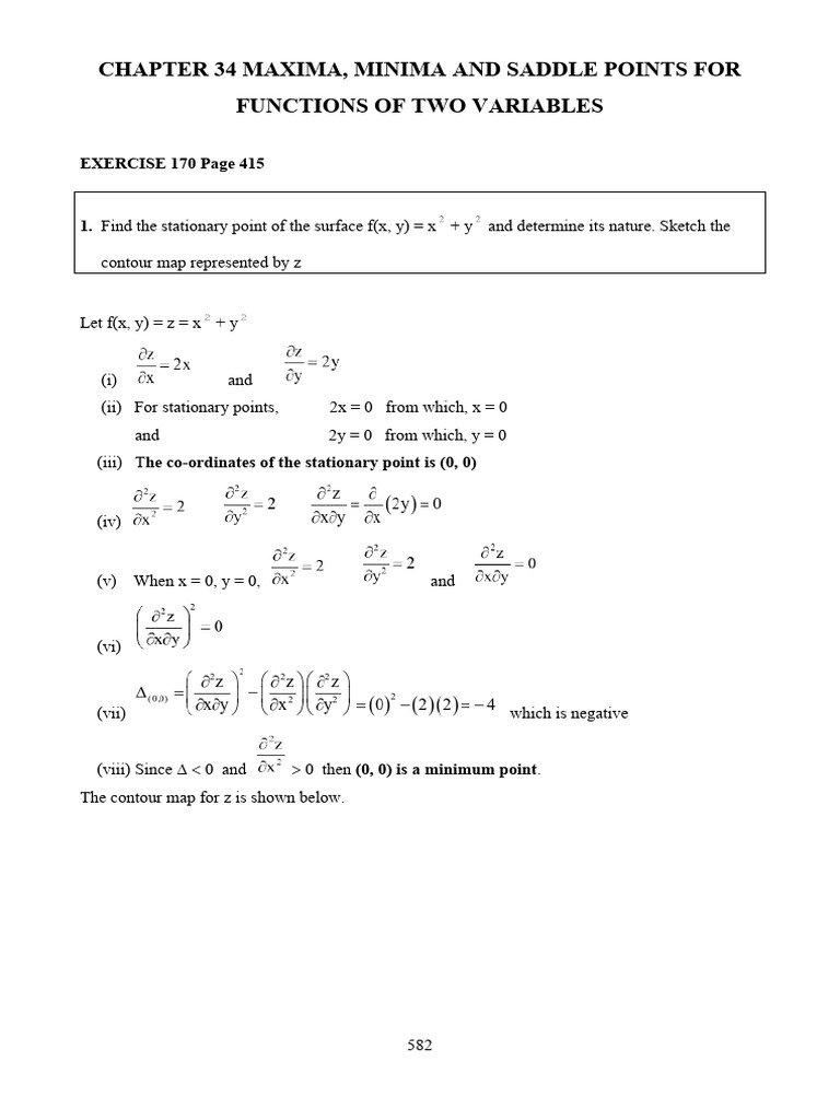 Maxima, Minima & Saddle Points | PDF | Subtraction | Differential Calculus