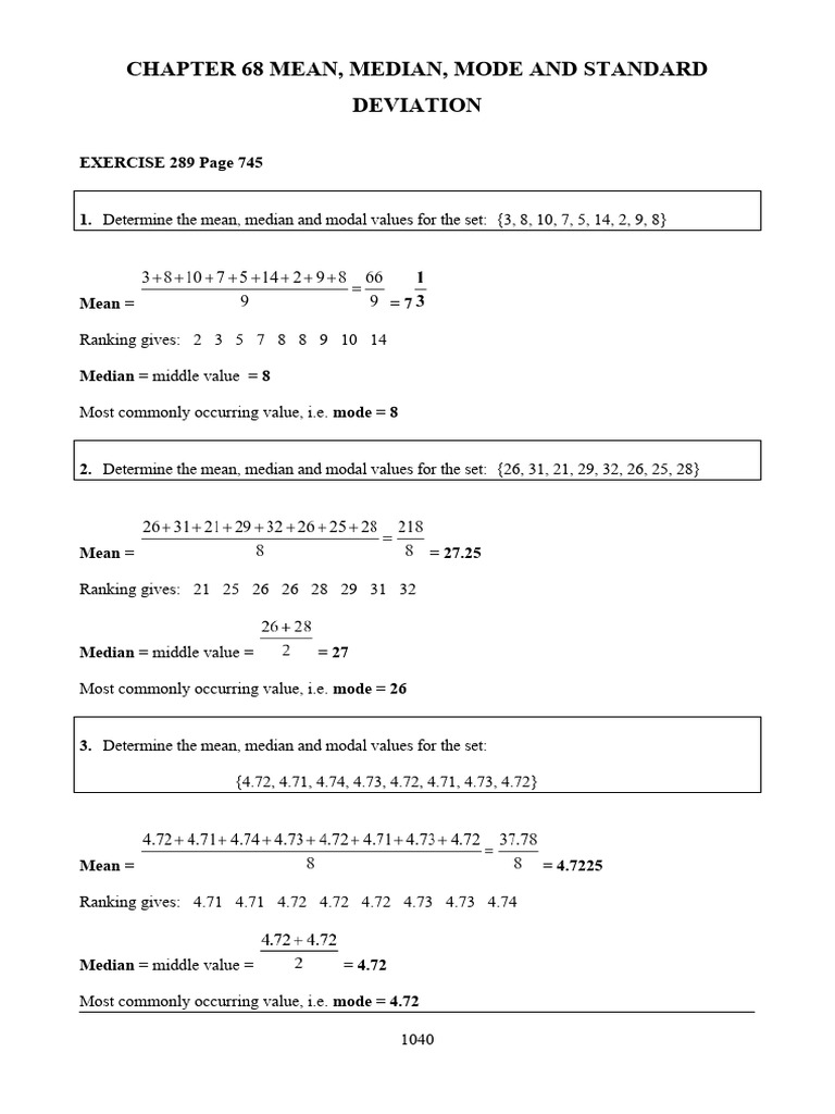 Higher Eng Maths 9th Ed 2021 Solutions Chapter Pdf Mode Statistics