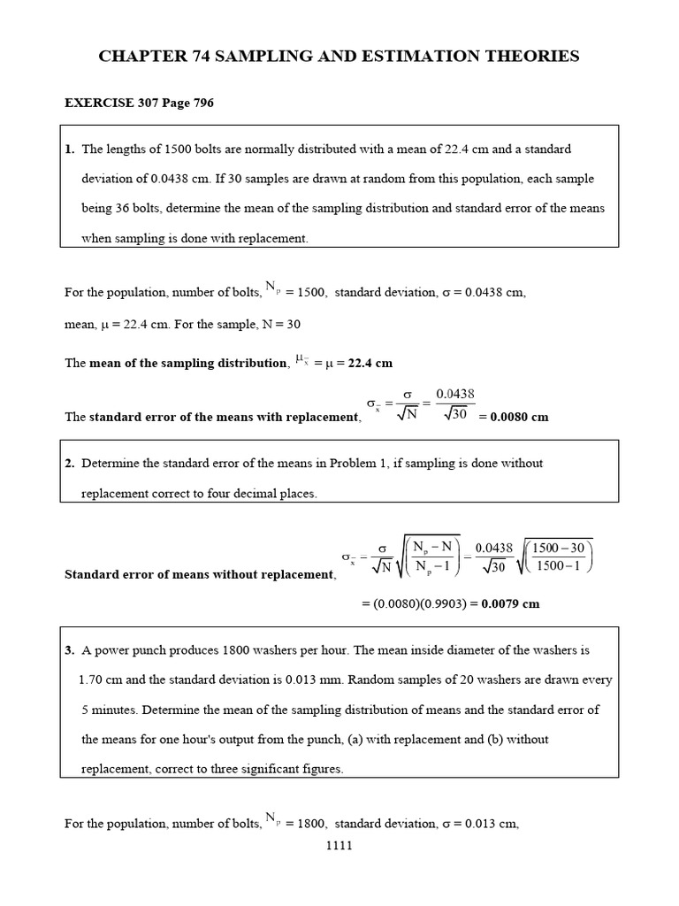 Higher Eng Maths 9th Ed 2021 Solutions Chapter | PDF | Confidence Interval | Standard Error