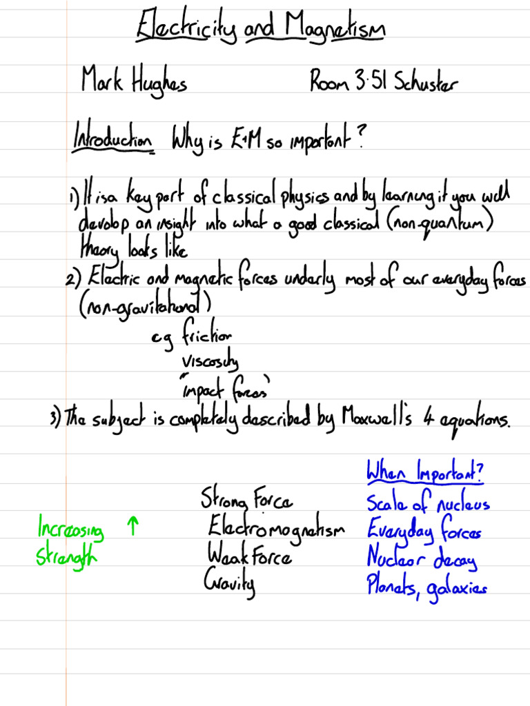 UOM Electromagnetic Induction Notes 1 | PDF | Electric Charge | Force