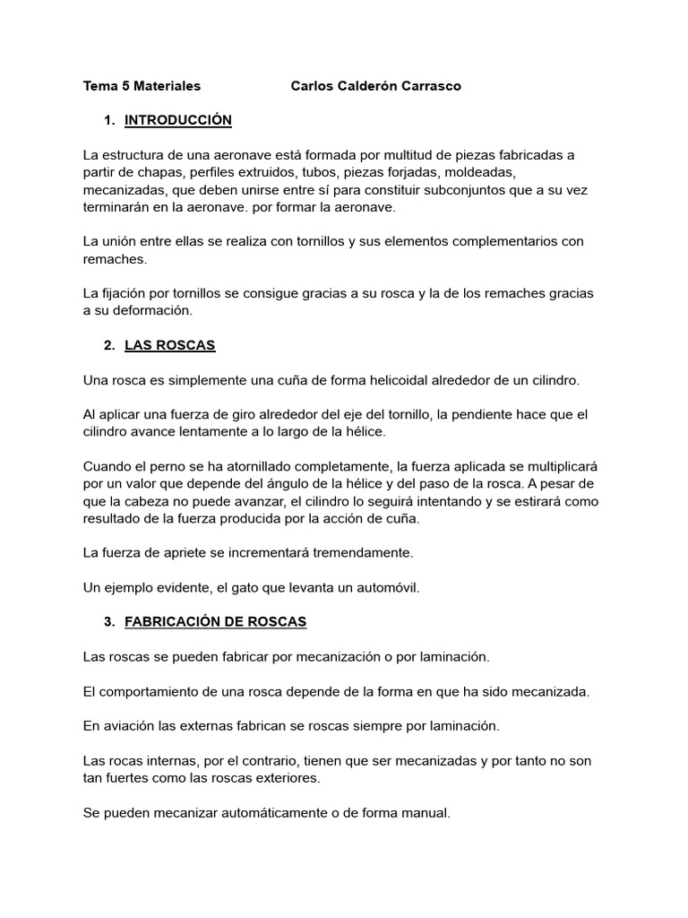 Tema 5 Materiales M06 | PDF | Tornillo | Remache