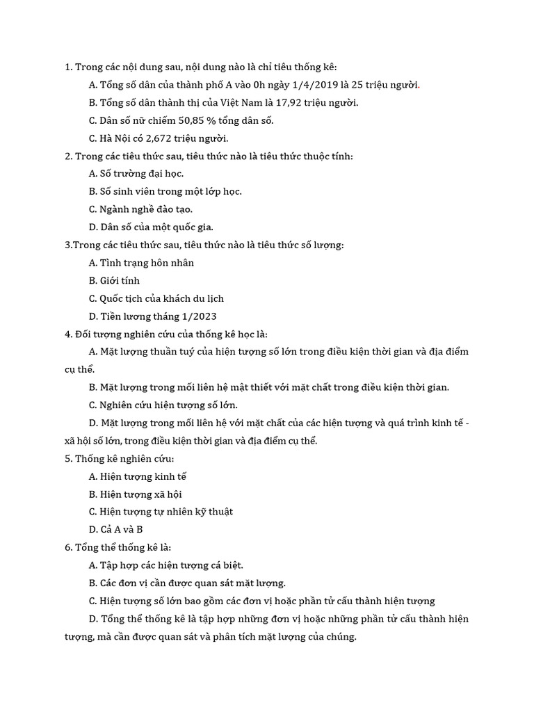 Cau Hoi Trac Nghiem NLTK-Thu 3 | PDF