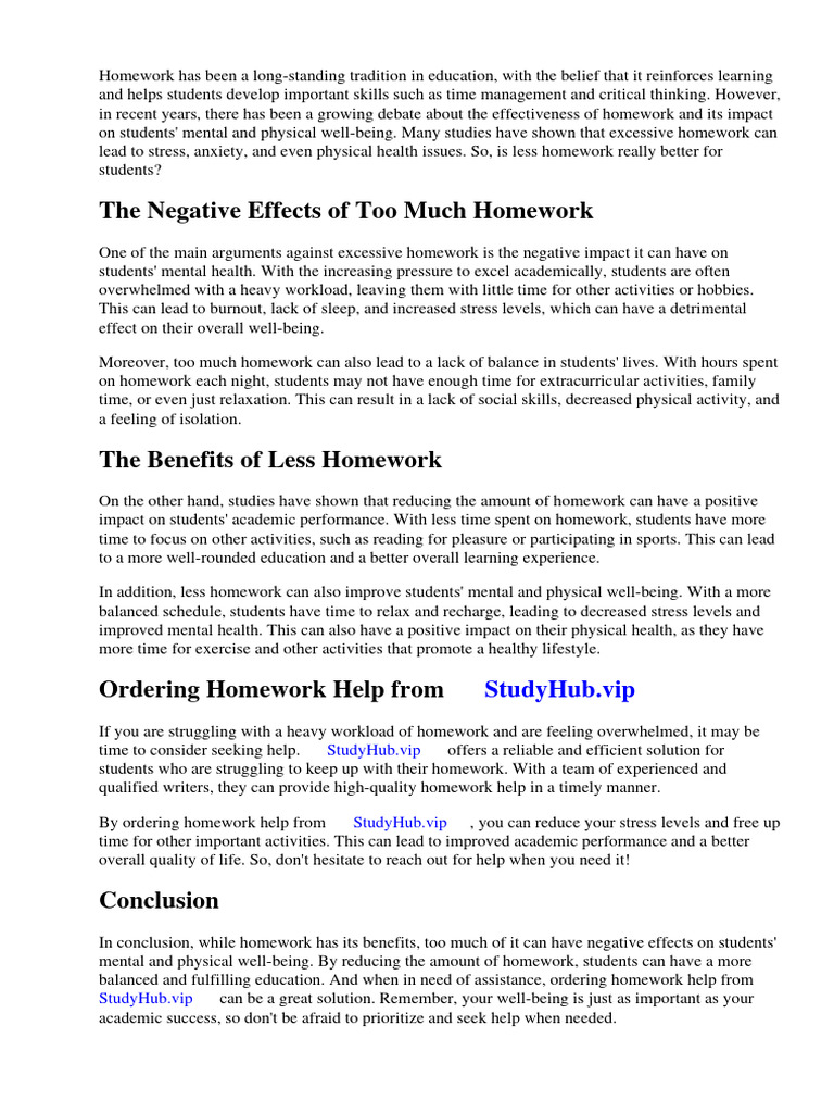 Less Homework Better Results | PDF | Homework | Teachers