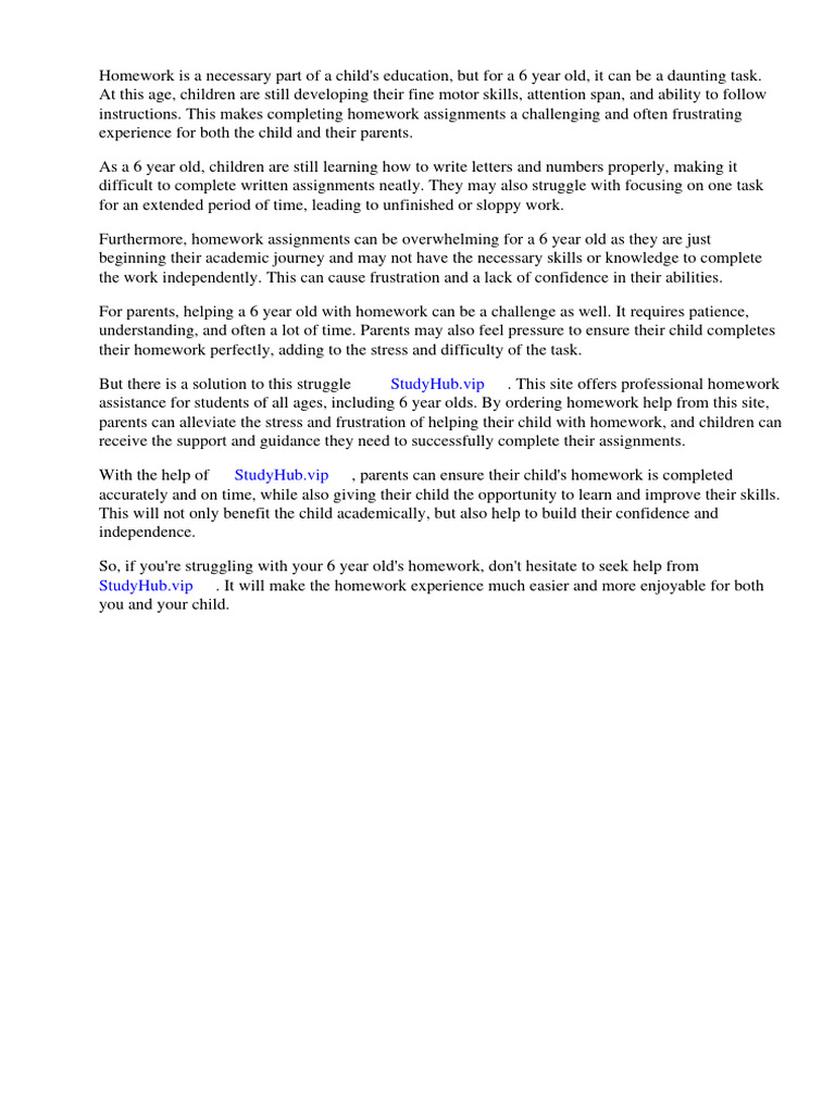 Homework Help for Parents of 6-Year-Olds | PDF | Homework | Homeschooling