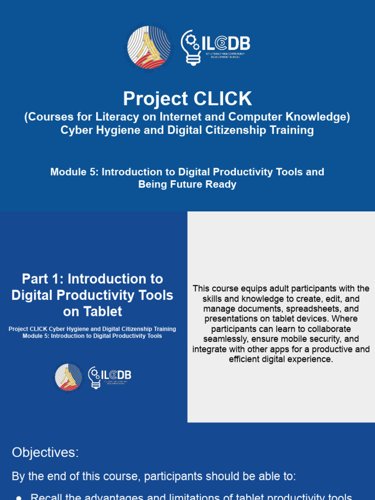 Module 5 - Introduction To Digital Productivity Tools | PDF | Tablet Computer | Microsoft Word