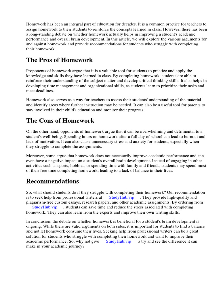 Does Homework Help Your Brain | PDF | Homework | Teachers