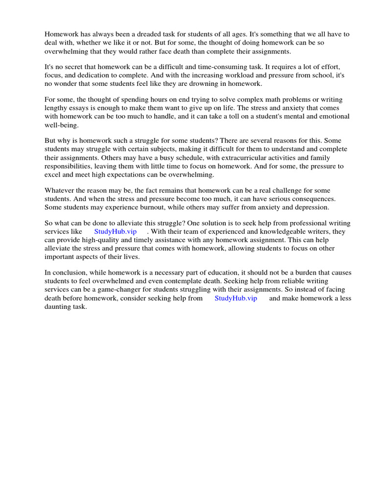 Death Before Homework | PDF | Homework | Thought