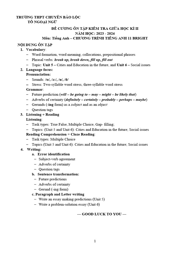 Đề cương GKII Lý thuyết Bài tập KEYS | PDF | National Health Service