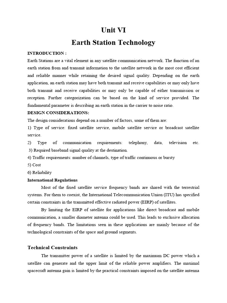 Earth Station Technology Overview | PDF | Telecommunications | Electronics