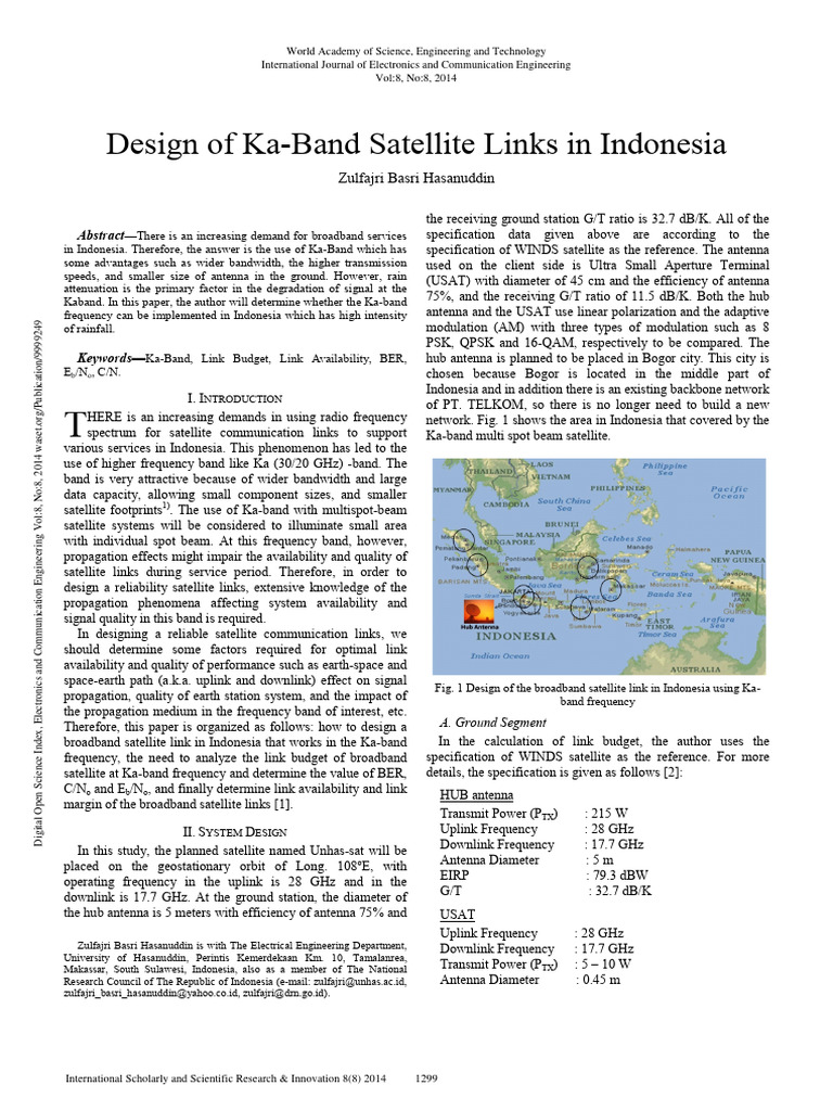 Design of Ka-Band Satellite Links in Indonesia | PDF | Radio Technology ...
