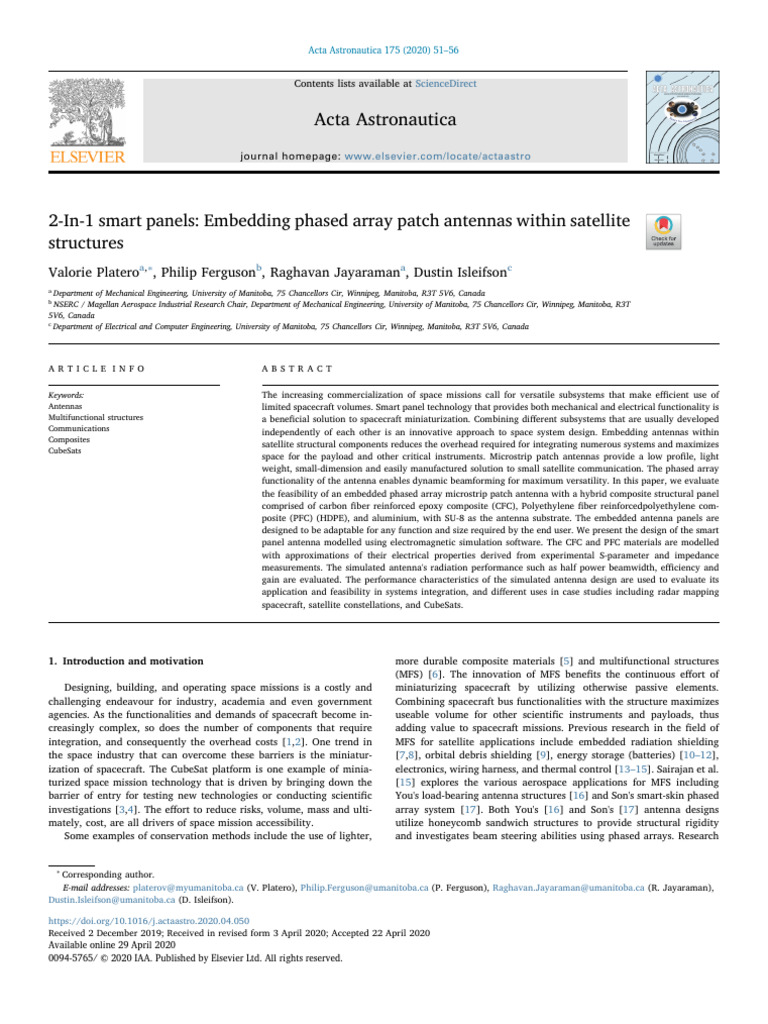 Embedded Antennas in Satellite Structures | PDF | Antenna (Radio ...
