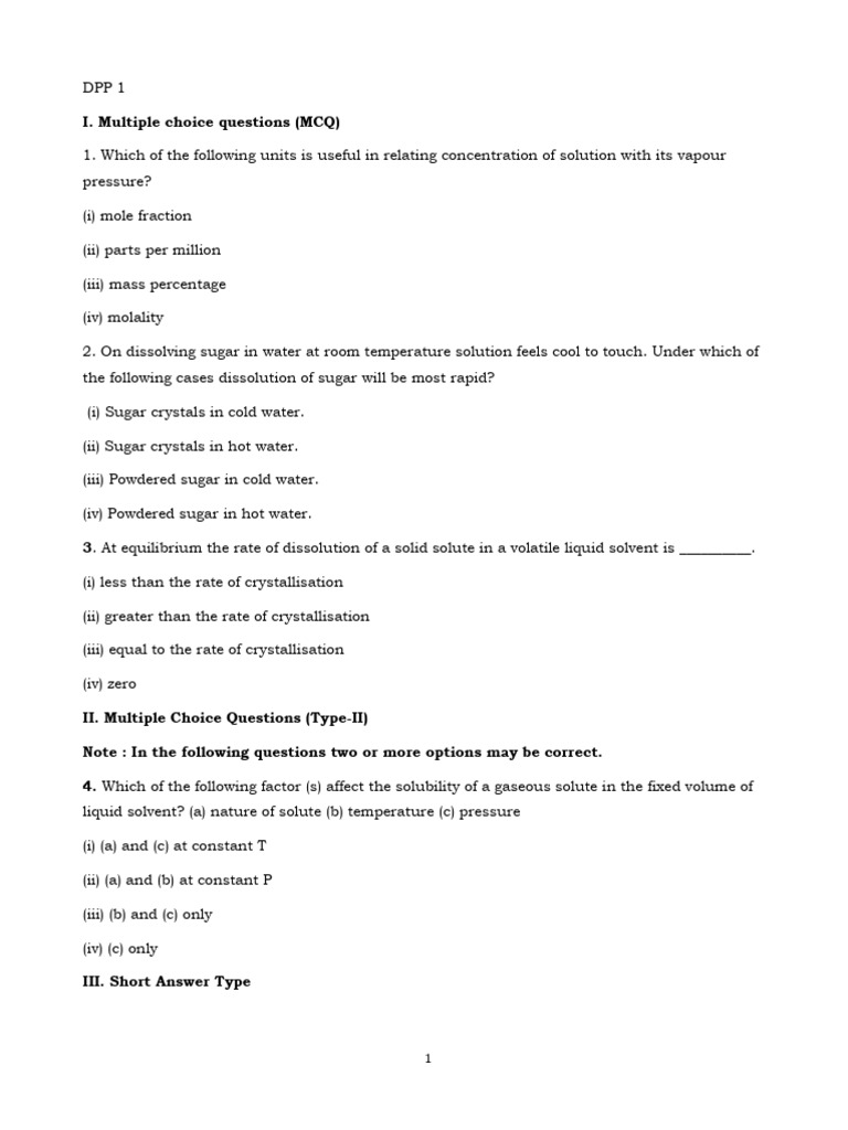 Solutions DPP 1 | PDF | Solubility | Physical Chemistry