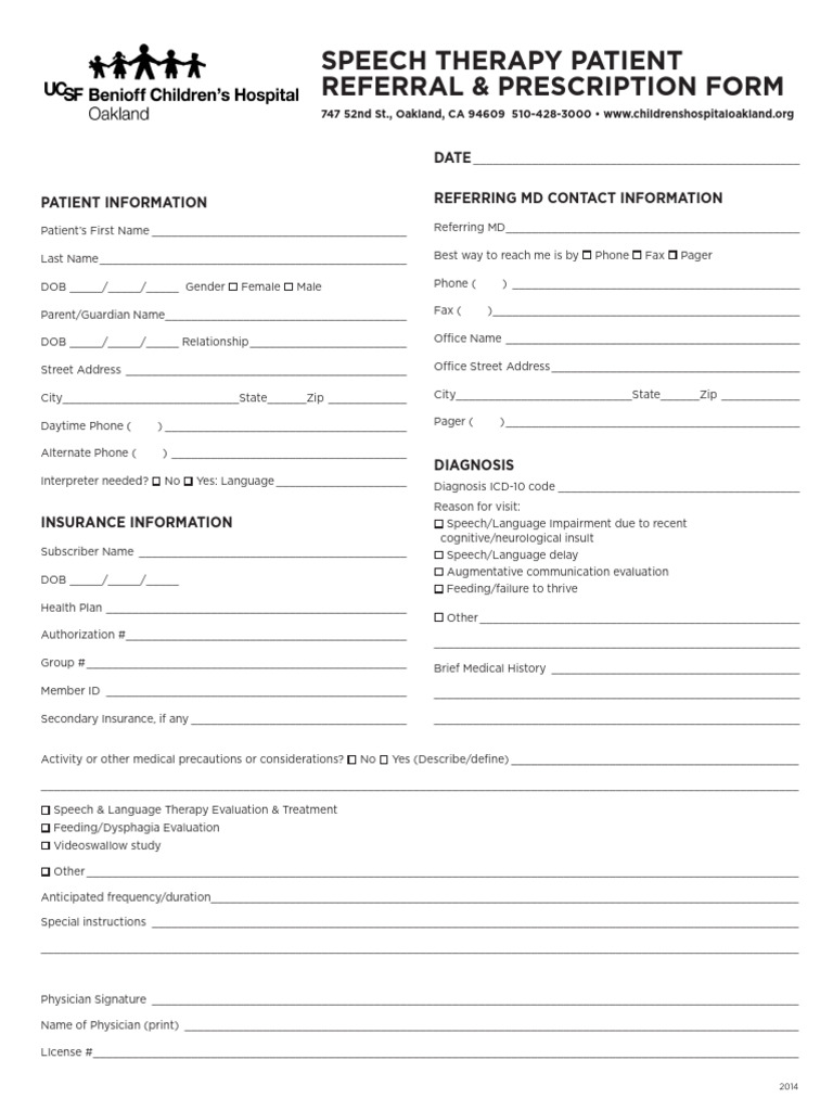 Speech Referral Form | PDF | Speech | Human Diseases And Disorders