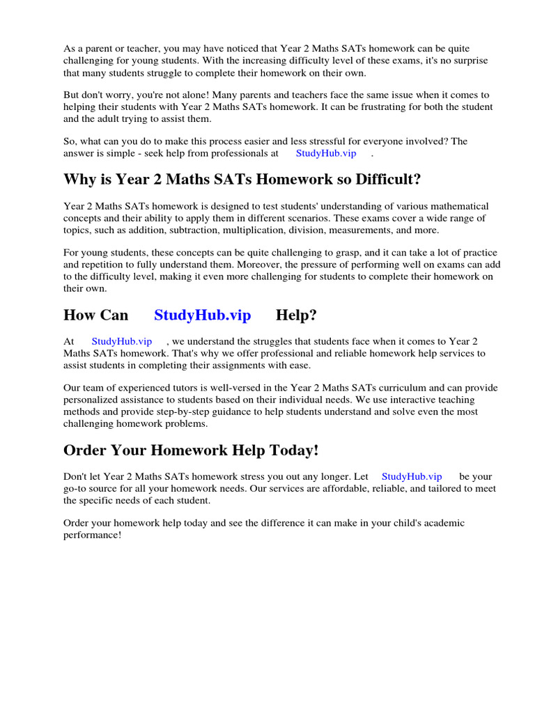 Year 2 Maths SATs Homework Help | PDF | Worksheet | Homework