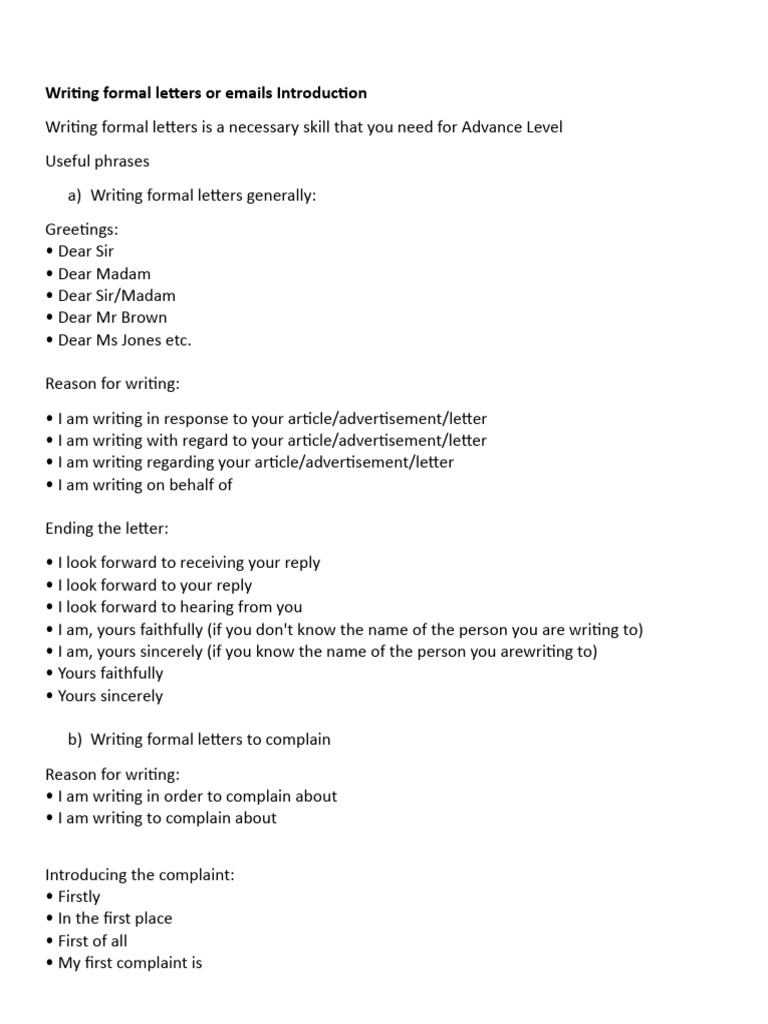 Guide to Writing Formal Letters | PDF | Internship | Job Hunting
