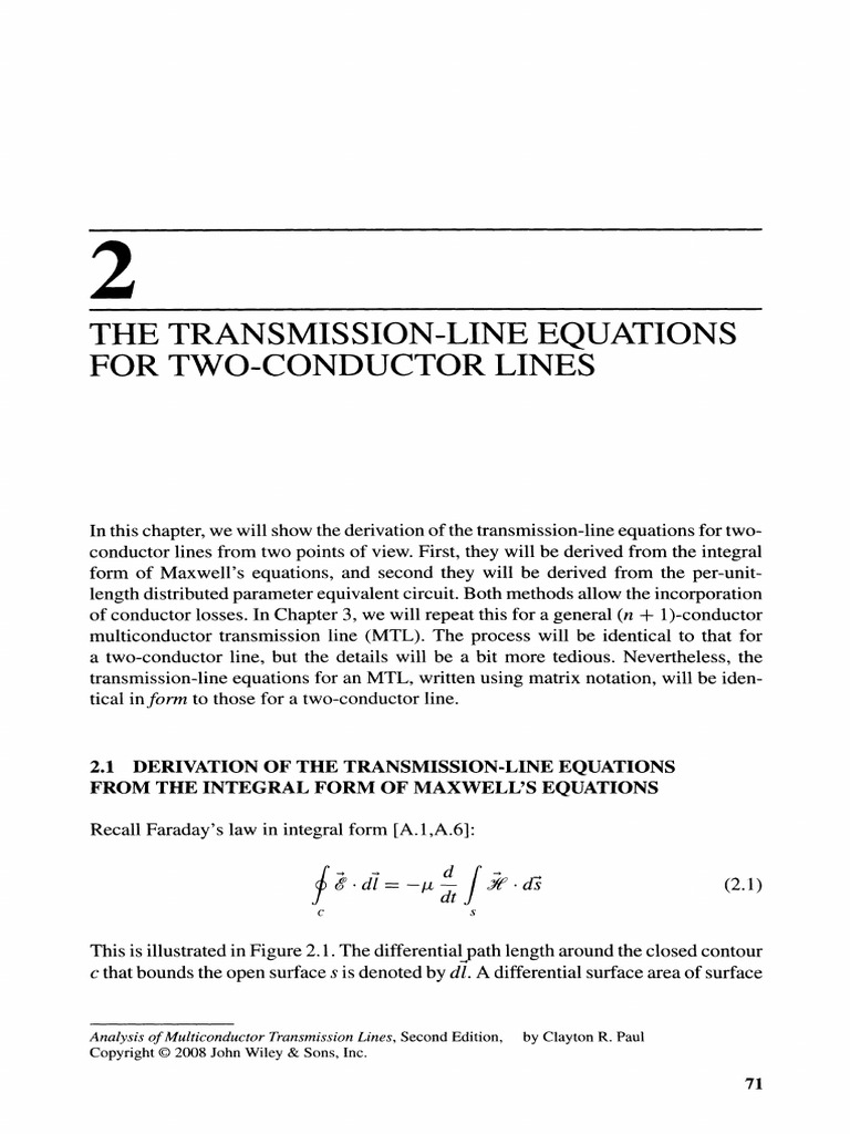 The TransmissionLine Equations For TwoConductor Lines | Download Free ...