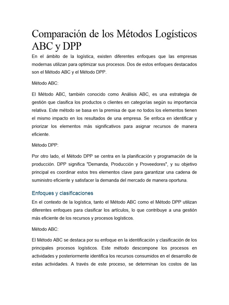 ABC y DPP - C2 LOGISTICA | PDF | Logística | Business