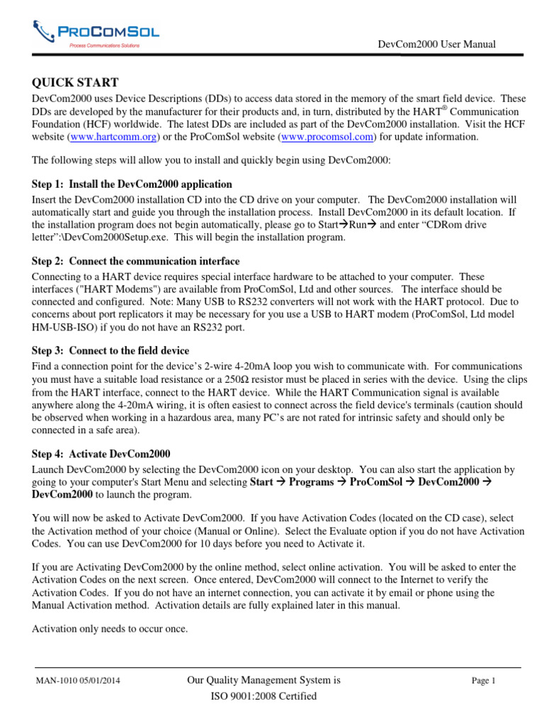 ProComSol DevCom2000 User Manual | Download Free PDF | Menu (Computing) | Icon (Computing)