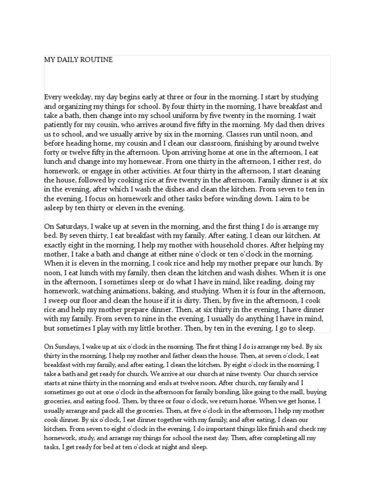 My Daily Routine | PDF | Lunch | Eating Behaviors Of Humans