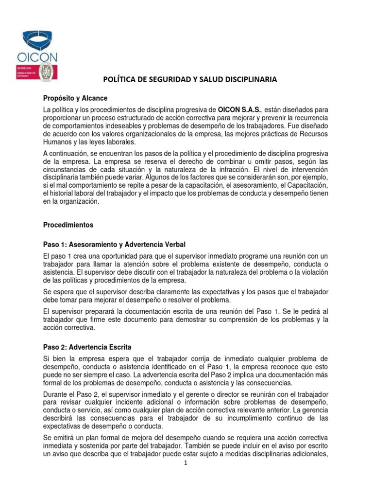 Política Disciplinaria V5 - SP - 2023 | PDF | Disciplinas | Business