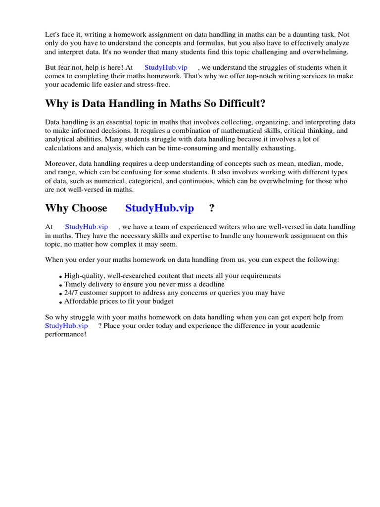 Maths Homework Data Handling | PDF | Worksheet | Mathematics