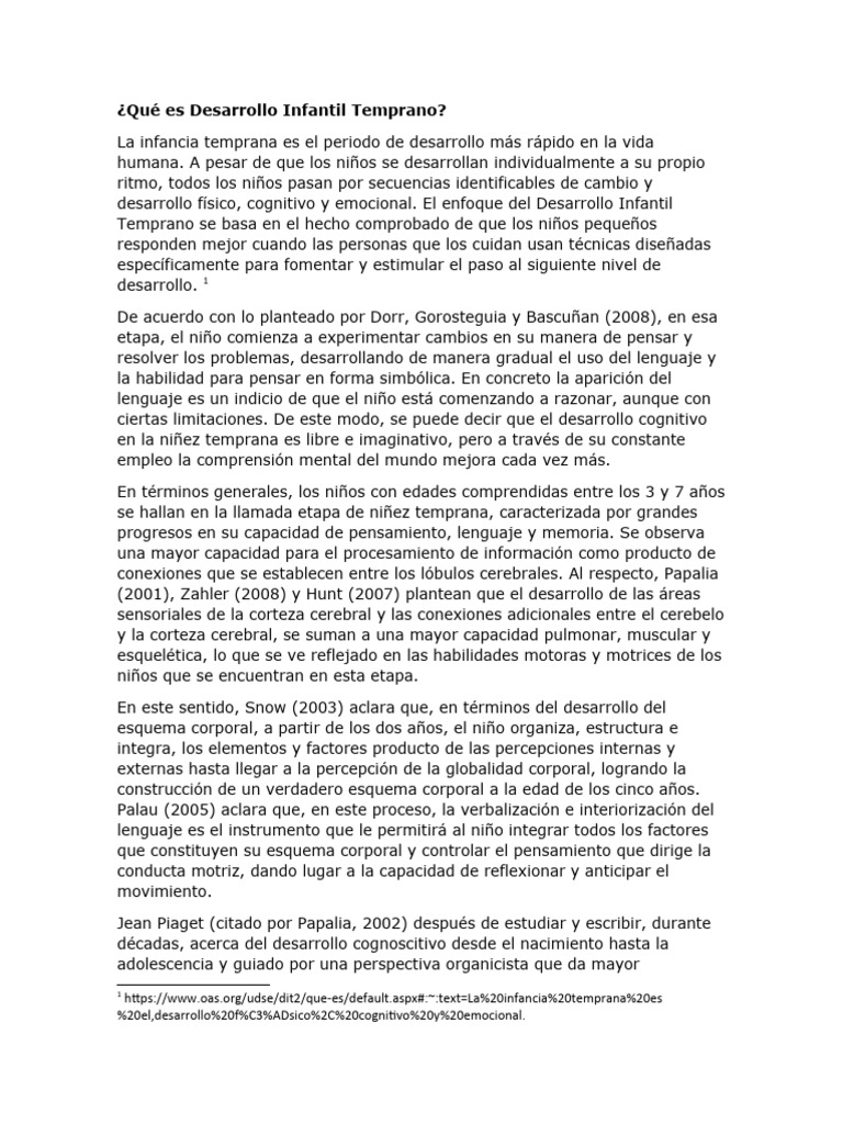 Desarrollo Infantil Temprano | PDF | Pensamiento | Aprendizaje