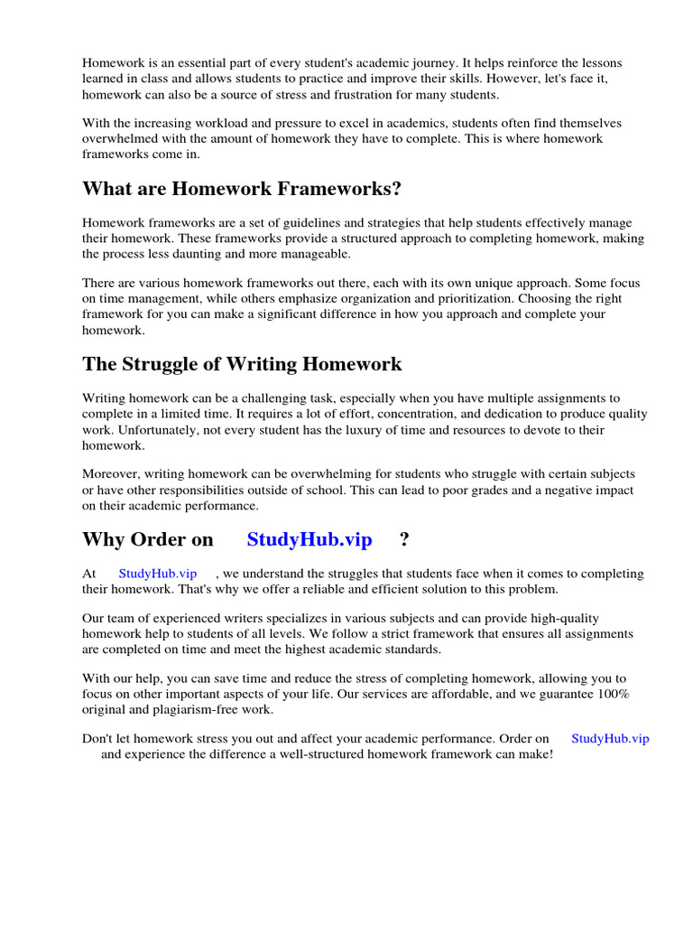 Homework Frameworks | PDF | Homework | Learning