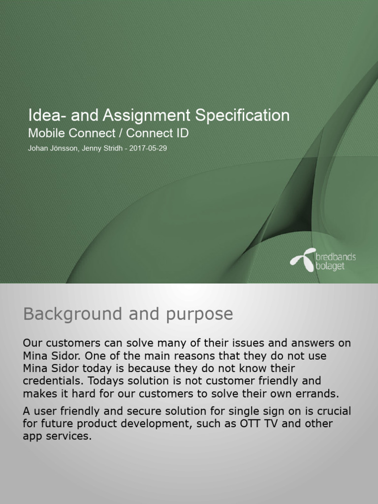 Idea- And Assignment Specification - Mobile Connect Connect ID | PDF | Computing