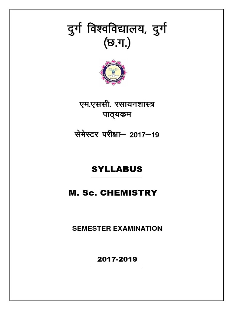 MSC Chemistry Syllabus Corrected FINAL - 2018034121544 | PDF | Chemical ...