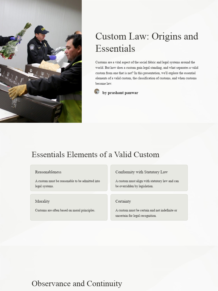 Custom Law Origins and Essentials | PDF | Common Law | Public Policy ...