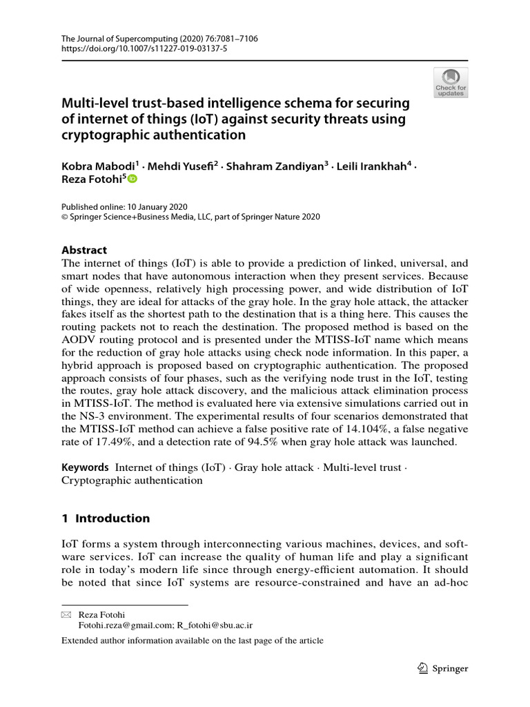 Multi Level Trust Based Intelligence Schema For Securing of Internet of Things (IoT) Against ...