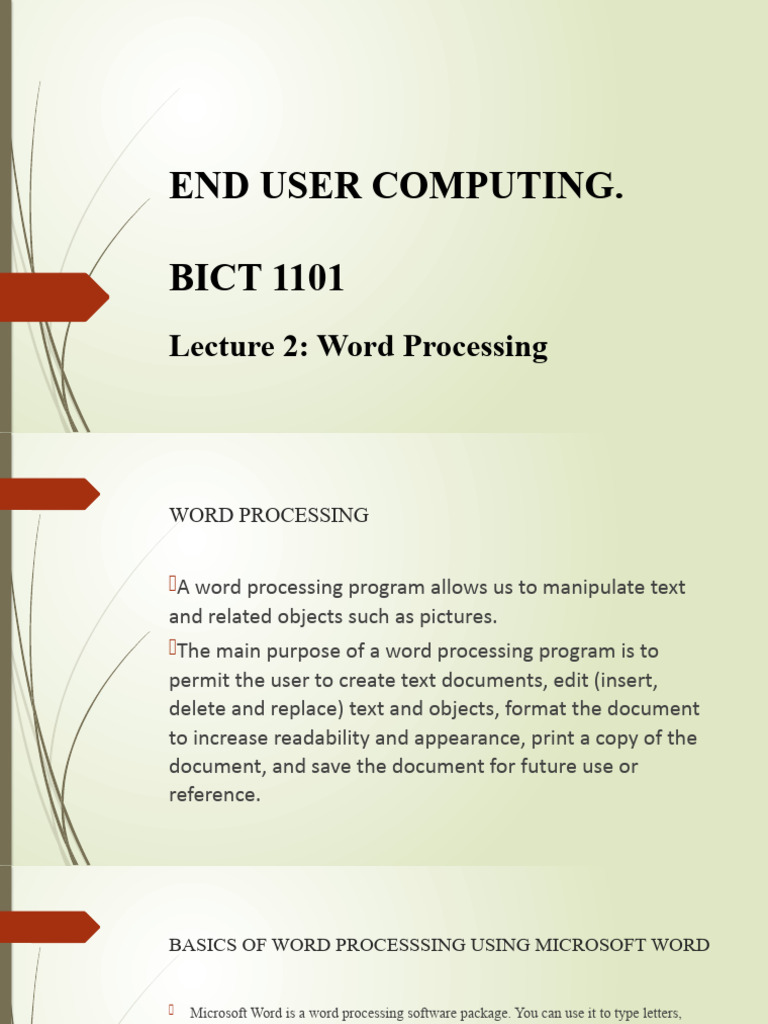 L2 Word Processing Notes1 Pdf Microsoft Word Cursor User Interface