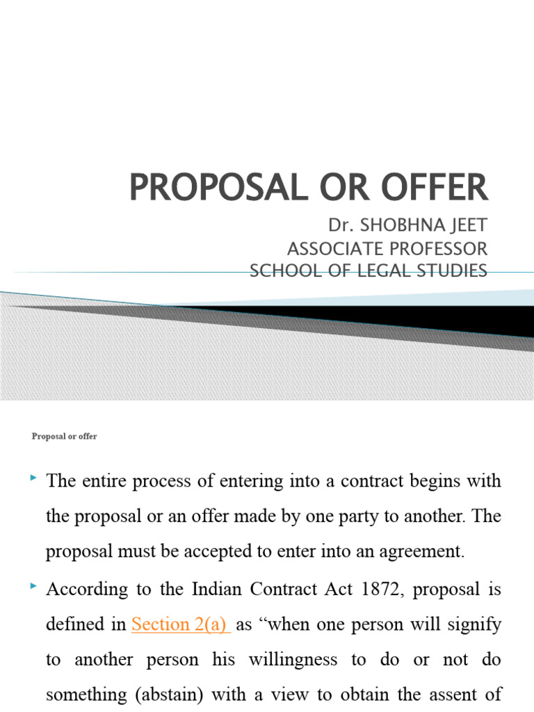 Proposal or Offer PPT 1 | PDF | Offer And Acceptance | Law Of Obligations