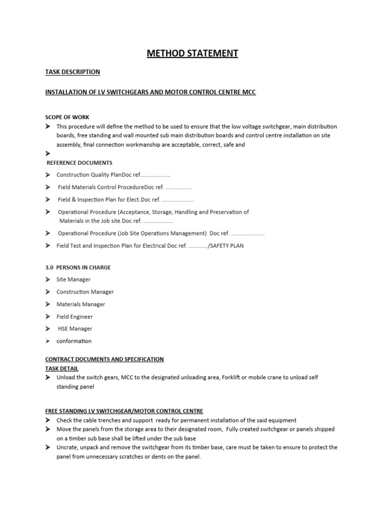 LV Switchgear & MCC Installation Method | PDF | Personal Protective ...