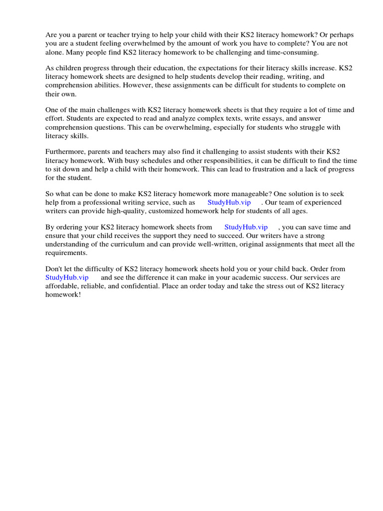 Literacy Homework Sheets Ks2 | PDF | Literacy | Worksheet