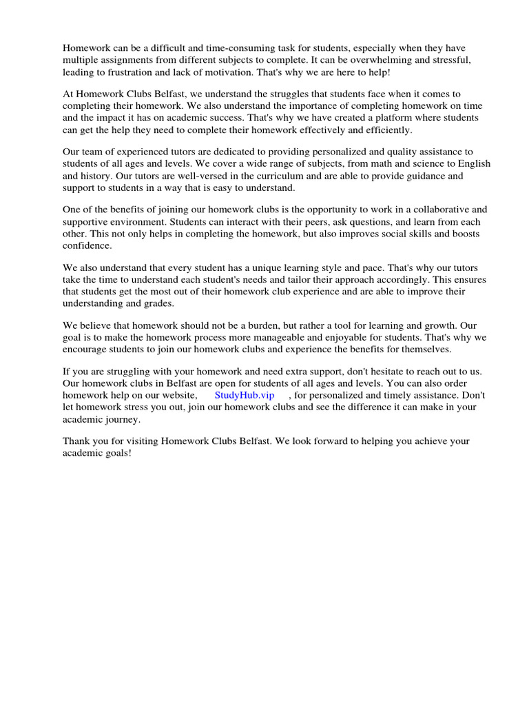 Homework Clubs Belfast | PDF | Homework | Teachers