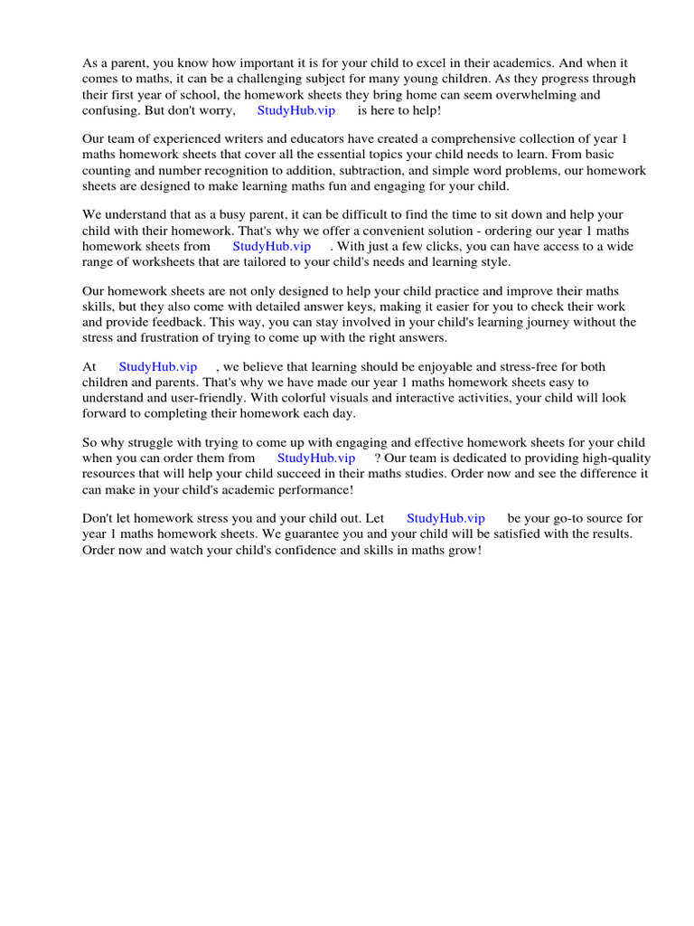 Year 1 Maths Homework Sheets | PDF | Worksheet | Homework