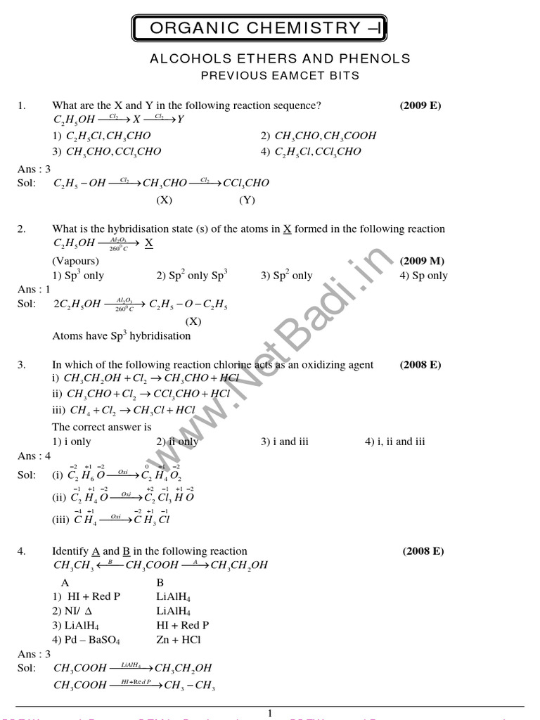 Org Che Alc Eth Phe | PDF | Ether | Ethanol