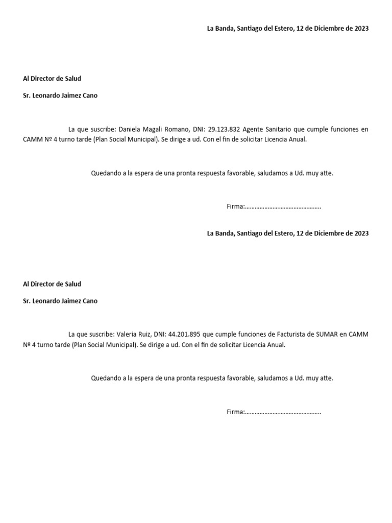 Solicitud de Licencia Anual - CAMM 4 | PDF | Derecho