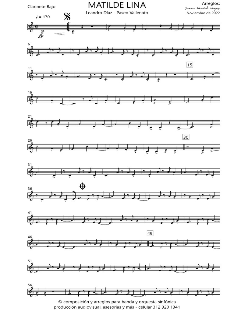 Matilde Lina - Clarinete Bajo | PDF