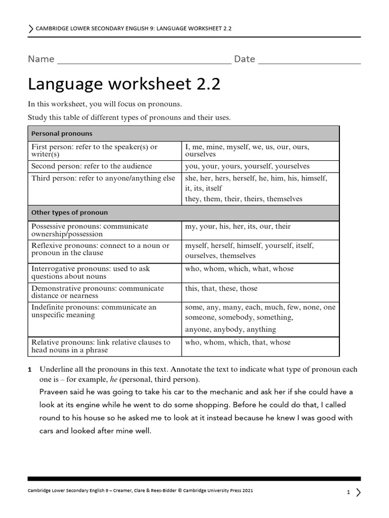 Pronouns Practice for Students | PDF | Pronoun | Linguistic Typology