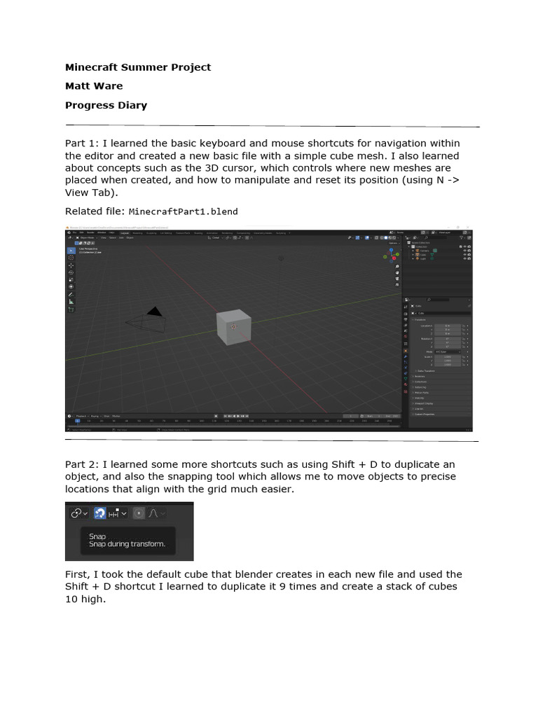 Minecraft Project Diary | PDF | Imaging | Image Processing