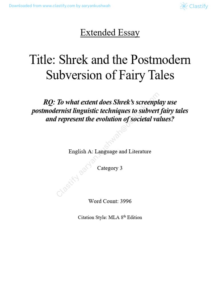 Satirical Subversion in Shrek's Fairy Tale | PDF | Fairy Tales | Satire