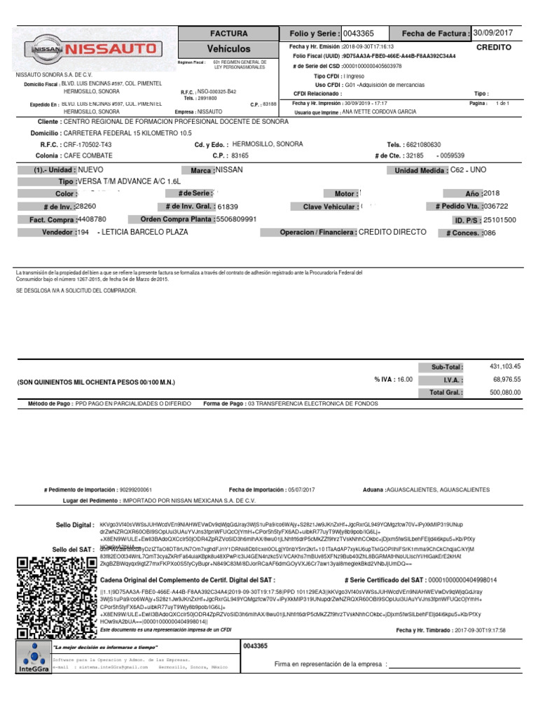 Factura Nissan | PDF