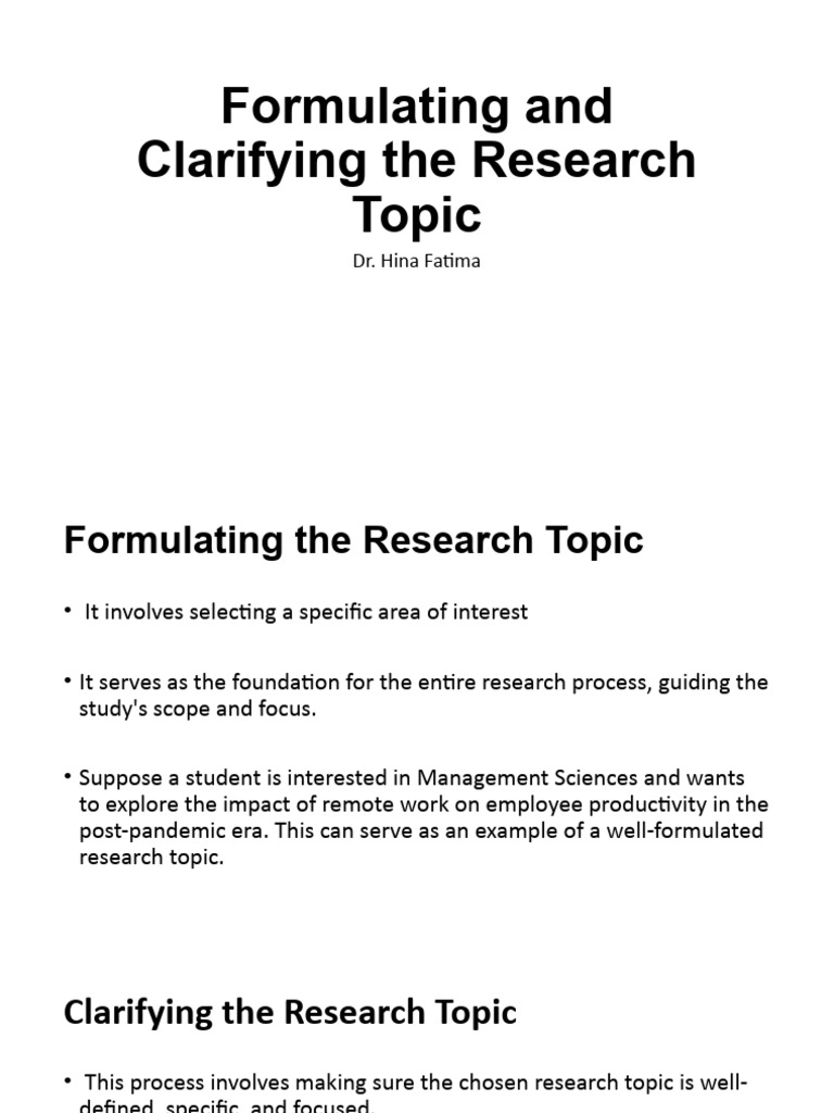 02-Formulating and Clarifying The Research Topic | PDF | Motivation | Motivational