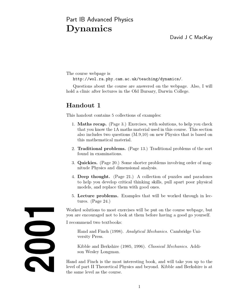 Dynamics: Part IB Advanced Physics | PDF | Eigenvalues And Eigenvectors ...