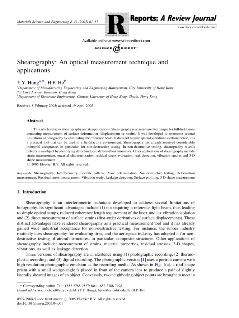 Shearography An Optical Measurement Tech | PDF | Interferometry | Optics