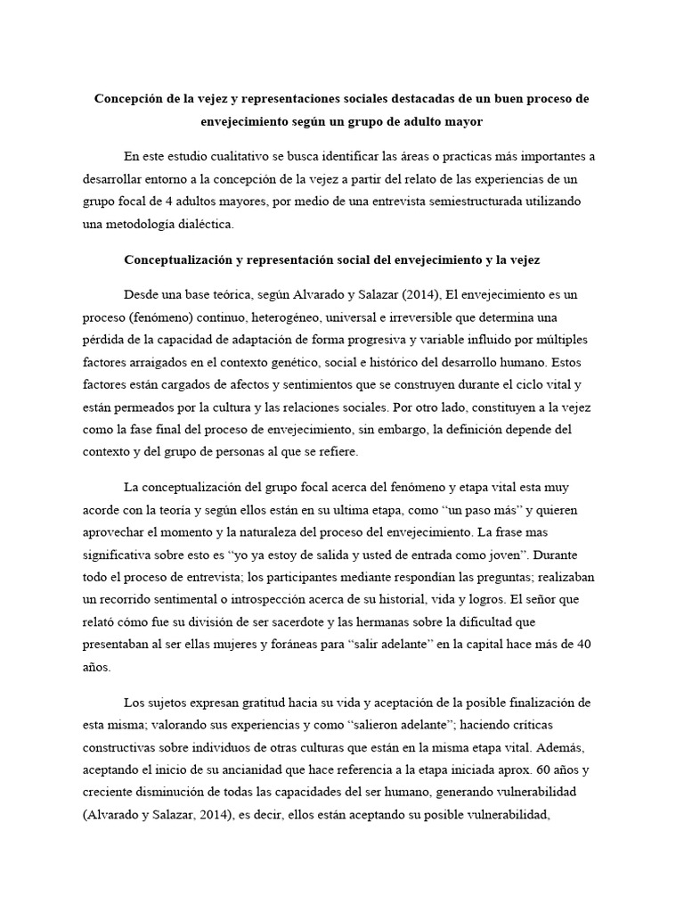 Concepción de la vejez en adultos mayores | PDF | Vejez | Envejecimiento