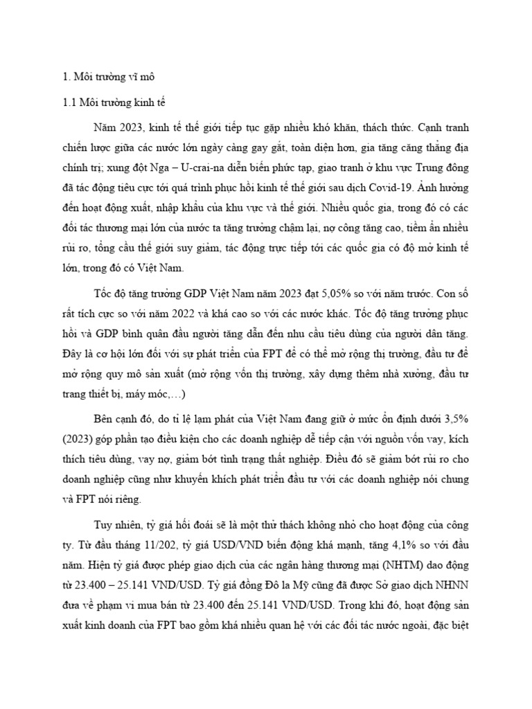 Môi Trư NG VĨ Mô C A FPT Telecom | PDF