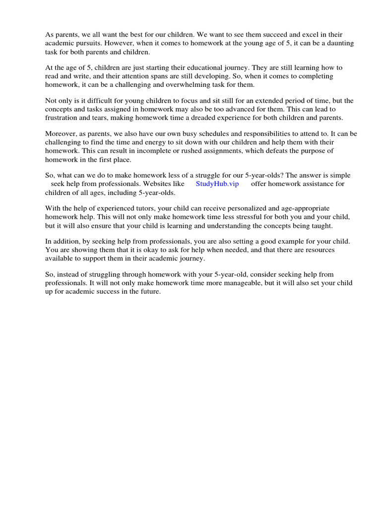 Homework Age 5 | Download Free PDF | Homework | Worksheet